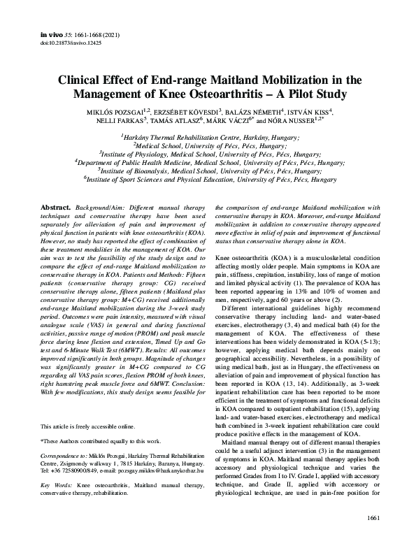 (PDF) Clinical Effect of End-range Maitland Mobilization in the ...