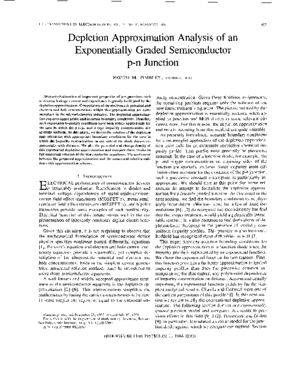 (PDF) Depletion approximation analysis of an exponentially graded semiconductor p-n junction