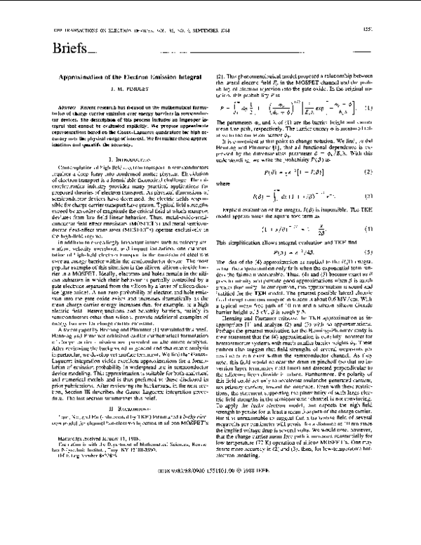 (PDF) Approximation of the electron emission integral (semiconductor devices) | Joseph Pimbley ...