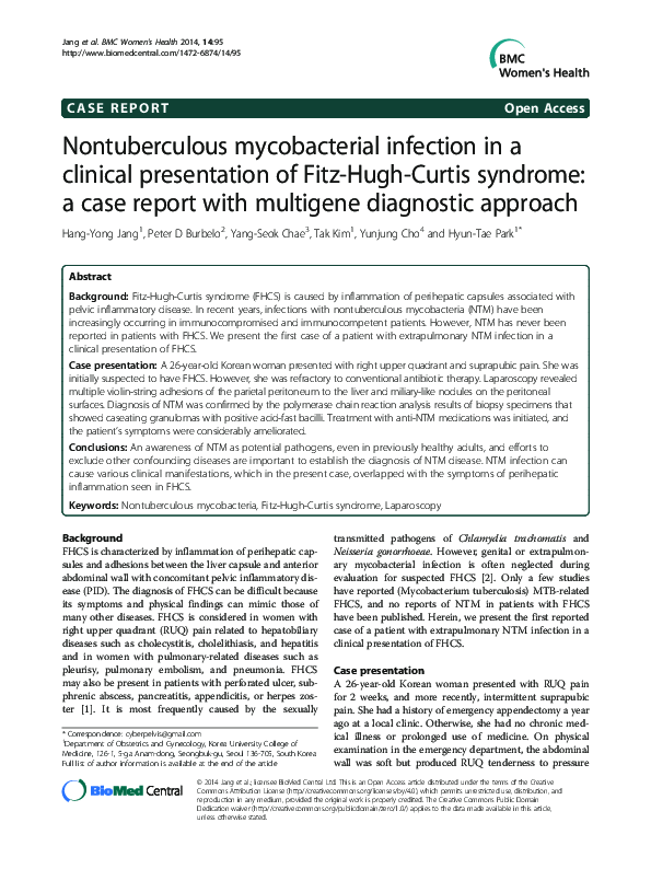 (PDF) Nontuberculous mycobacterial infection in a clinical presentation of Fitz-Hugh-Curtis ...