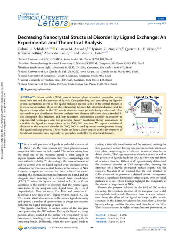 (PDF) Decreasing Nanocrystal Structural Disorder by Ligand Exchange: An ...