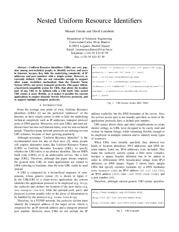 (PDF) Nested Uniform Resource Identifiers | David Larrabeiti - Academia.edu