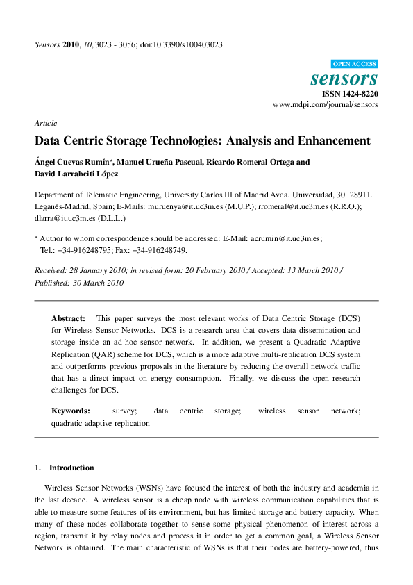 (PDF) Enhancing Data Centric Storage for Sensor Networks