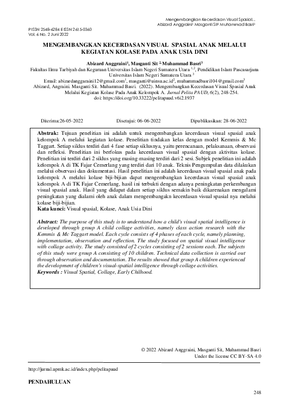 (PDF) Mengembangkan Kecerdasan Visual Spasial Anak Melalui Kegiatan Kolase Pada Anak Usia Dini