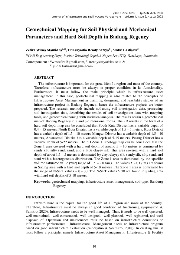 (PDF) Geotechnical Mapping for Soil Physical and Mechanical Parameters and Hard Soil Depth in ...