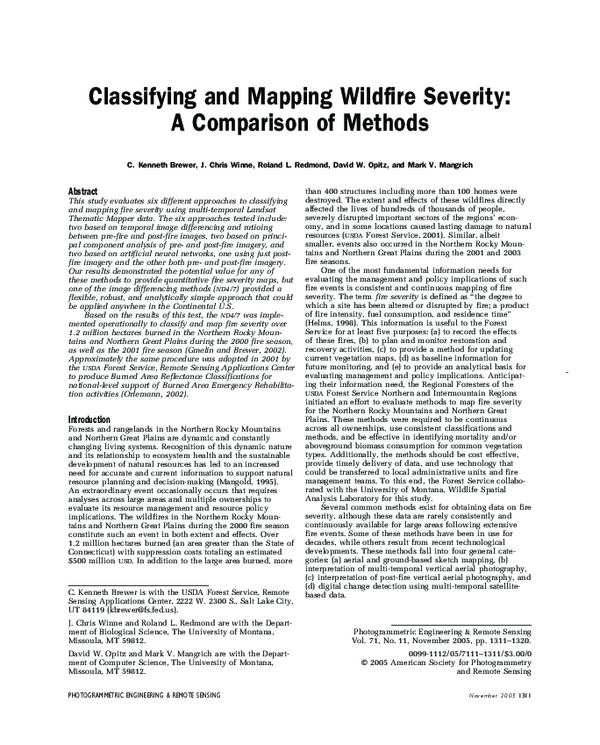 (PDF) Classifying and Mapping Wildfire Severity