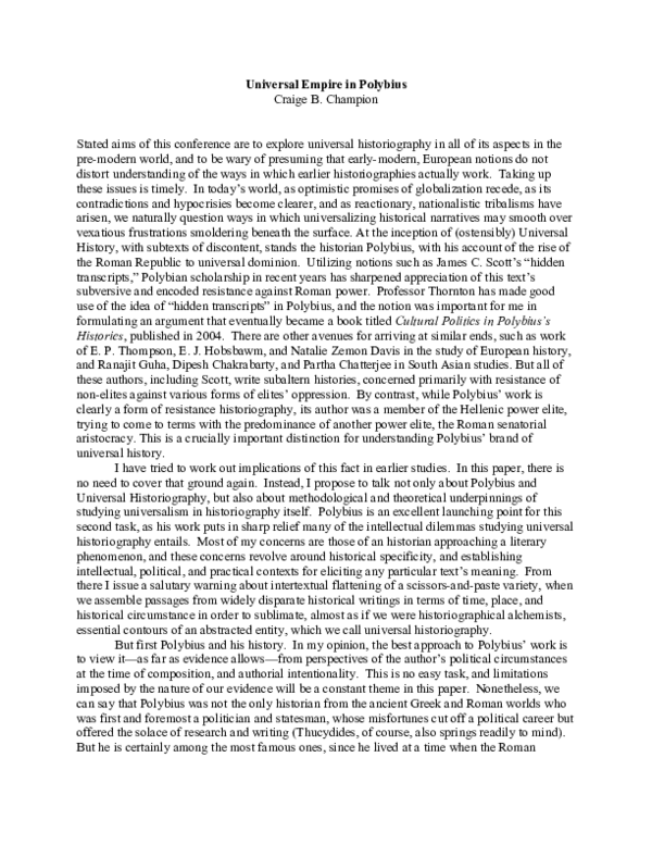 (DOC) Universal Empire in Polybius