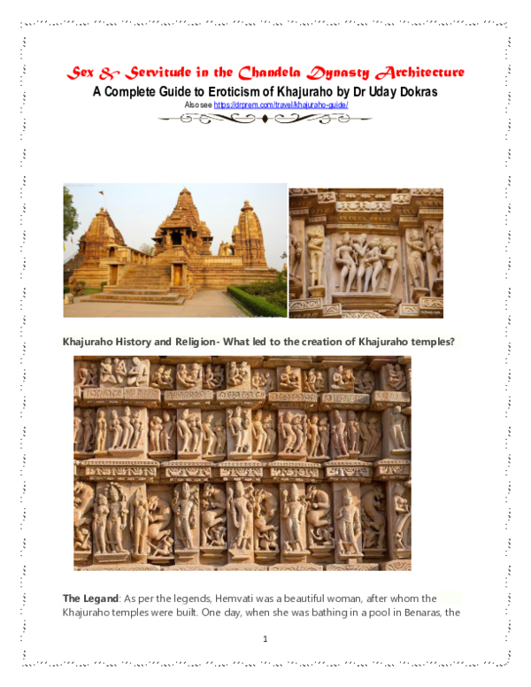 (PDF) Sex and Servitude in the Chandela Dynasty-Why were the Khajuraho ...