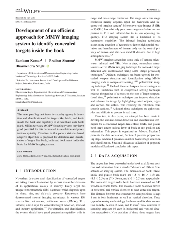 (PDF) Development of an efficient approach for MMW imaging system to ...
