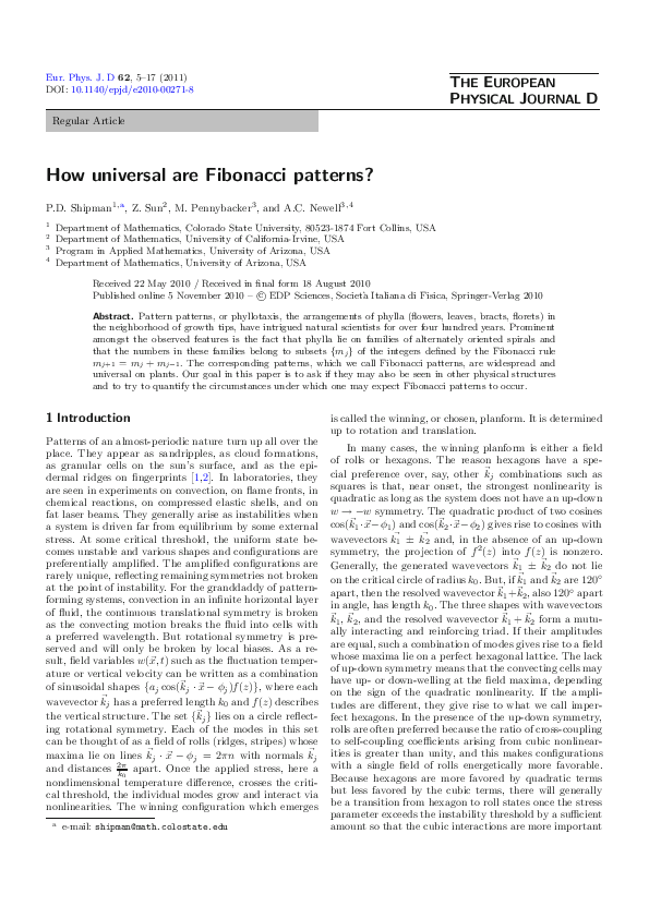 (PDF) How universal are Fibonacci patterns?