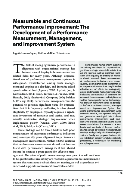 (PDF) Measurable and Continuous Performance Improvement: The ...