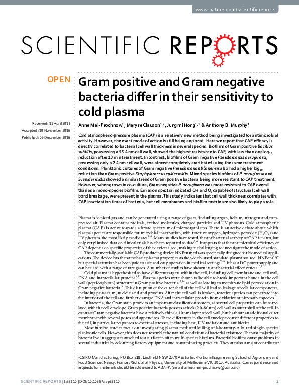 (PDF) Gram positive and Gram negative bacteria differ in their ...