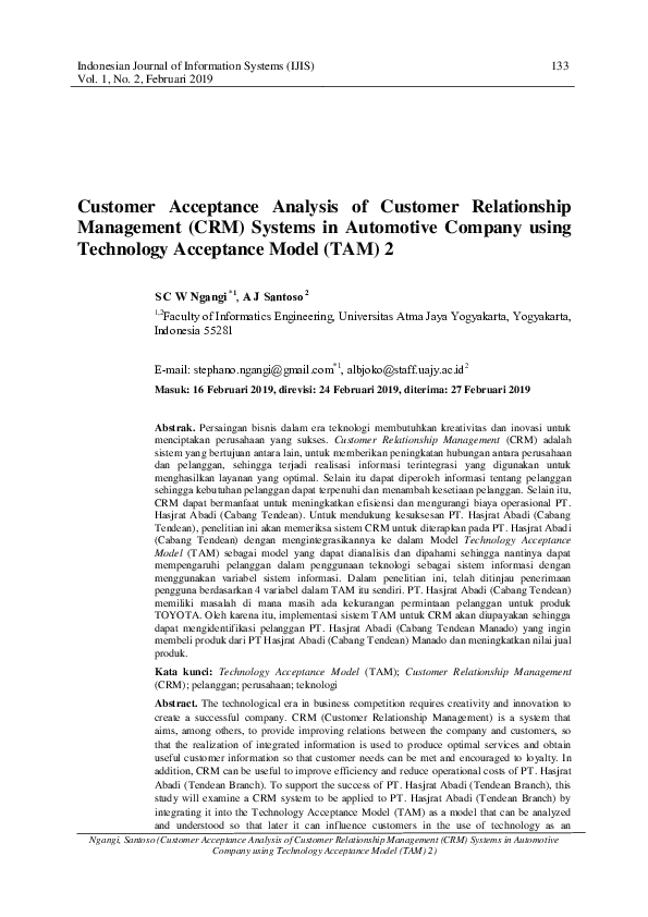 (PDF) Customer Acceptance Analysis of Customer Relationship Management ...
