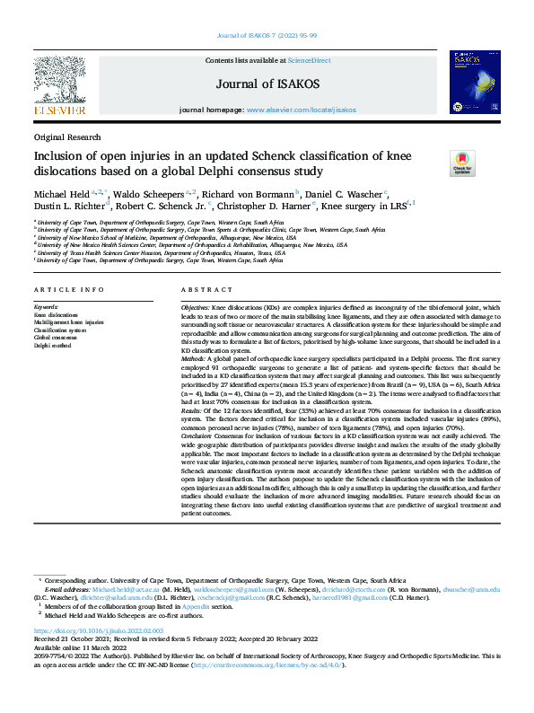 (PDF) Inclusion of open injuries in an updated Schenck classification ...