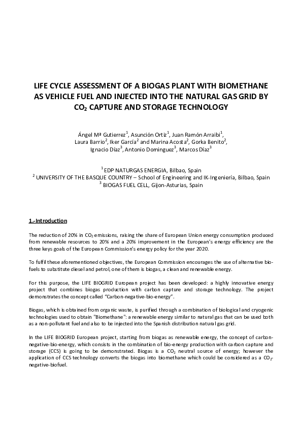 (PDF) Life cycle assessment of a Biogas plant with Biomethane ...