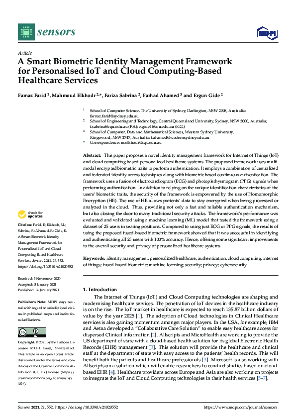 (PDF) A Smart Biometric Identity Management Framework for Personalised IoT and Cloud Computing ...