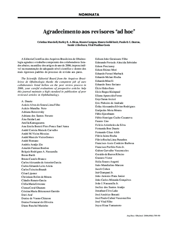 (PDF) Agradecimento aos revisores "ad hoc