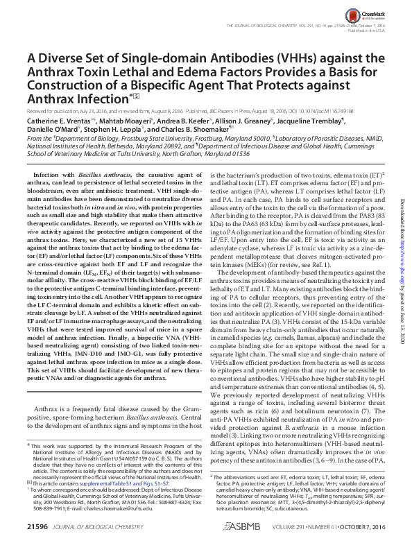 (PDF) A Diverse Set of Single-domain Antibodies (VHHs) against the ...