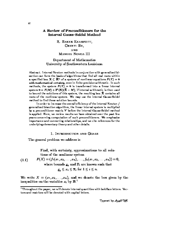 (PDF) Preconditioners for the Interval Gauss–Seidel Method | Manuel Novoa - Academia.edu