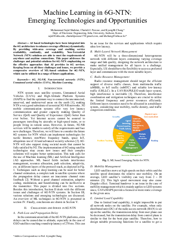 (PDF) Machine Learning in 6G-NTN: Emerging Technologies and Opportunities