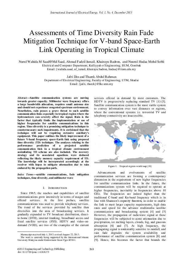 (PDF) Assessments of Time Diversity Rain Fade Mitigation Technique for ...