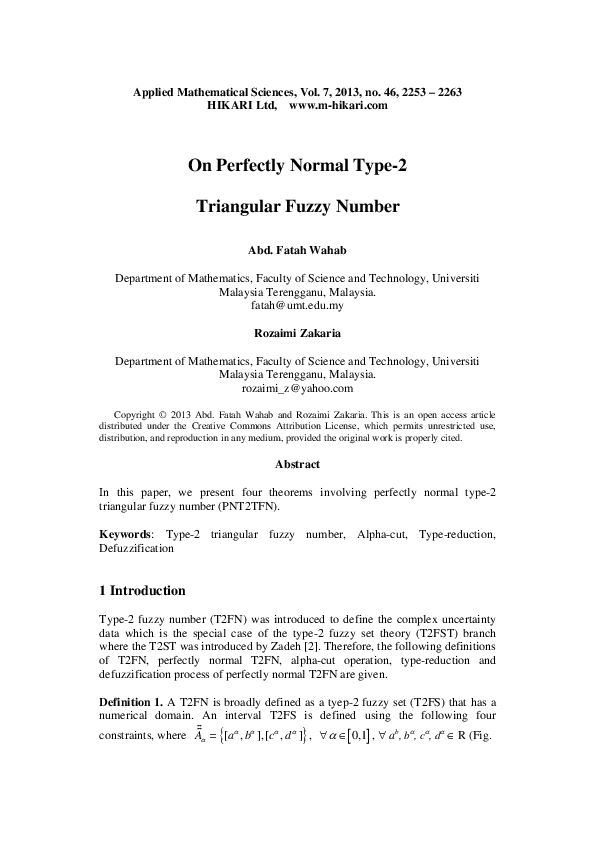 (PDF) Theorems on Perfectly Normal Type-2 TFN