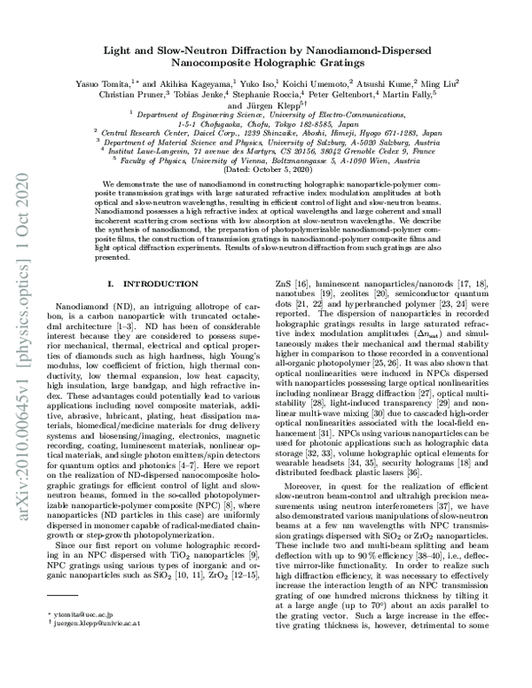 (PDF) Fabrication of nanodiamond-dispersed composite holographic gratings and their light and ...