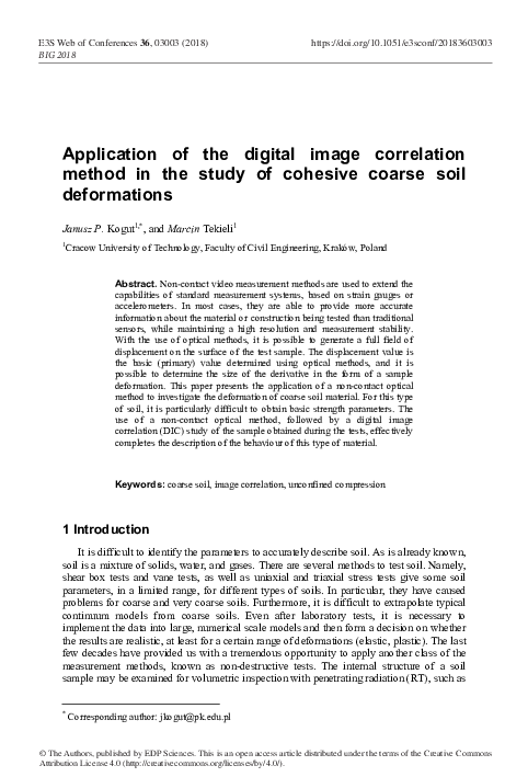(PDF) Application of the digital image correlation method in the study ...