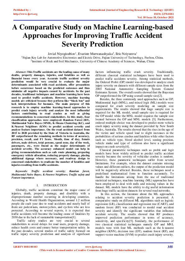 (PDF) A Comparative Study on Machine Learning-based Approaches for Improving Traffic Accident ...