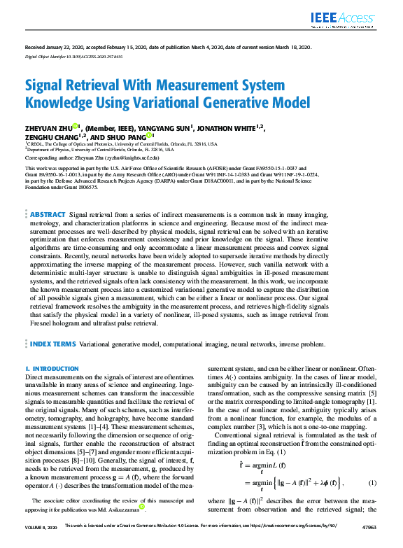 Pdf Signal Retrieval With Measurement System Knowledge Using Variational Generative Model