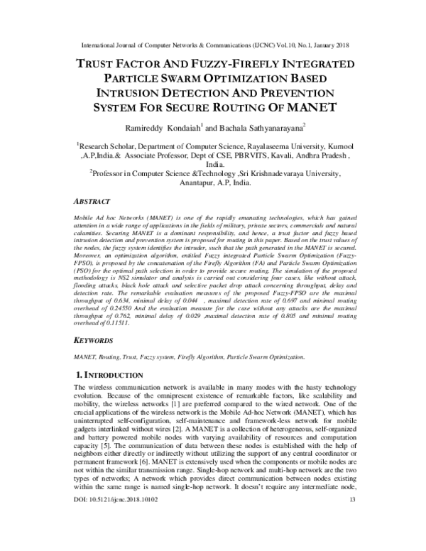(PDF) Trust Factor and Fuzzy Firefly Integrated Particle Swarm Optimization Based Intrusion ...