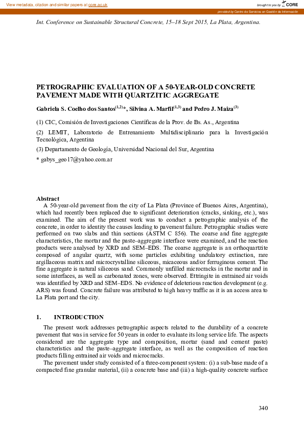 (PDF) Petrographic evaluation of a 50-year-old concrete pavement made ...