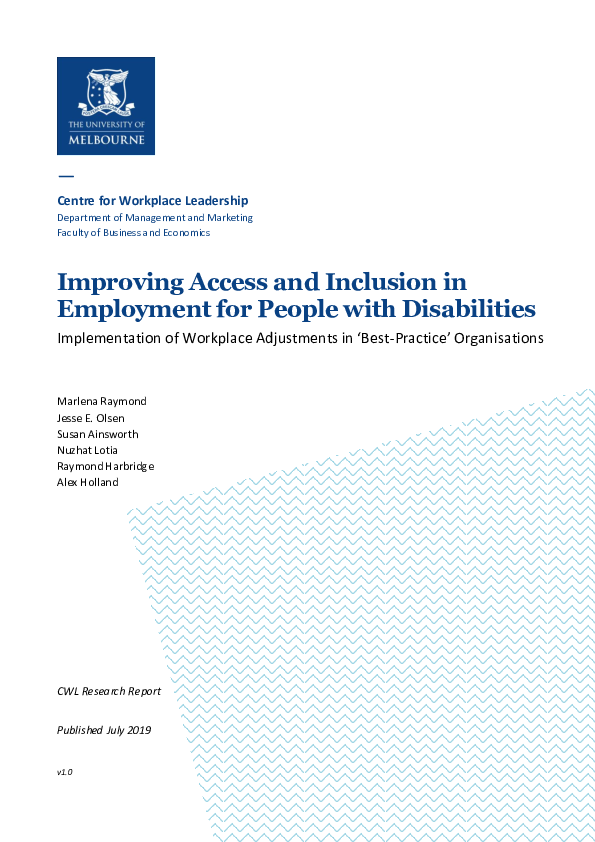 (PDF) Improving Access and Inclusion in Employment for People with Disabilities: Implementation ...