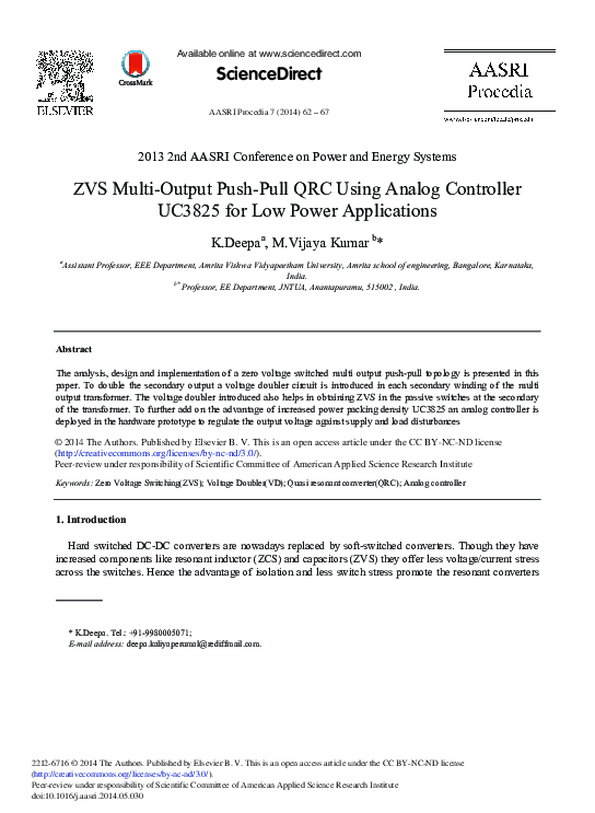 (PDF) ZVS Multi-output Push-pull QRC Using Analog Controller UC3825 for ...