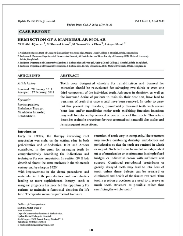 (PDF) Hemisection of a Mandibular Molar