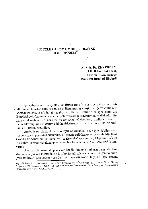 (PDF) Bir Tele Çalışma Modeli Olarak Hall Modeli
