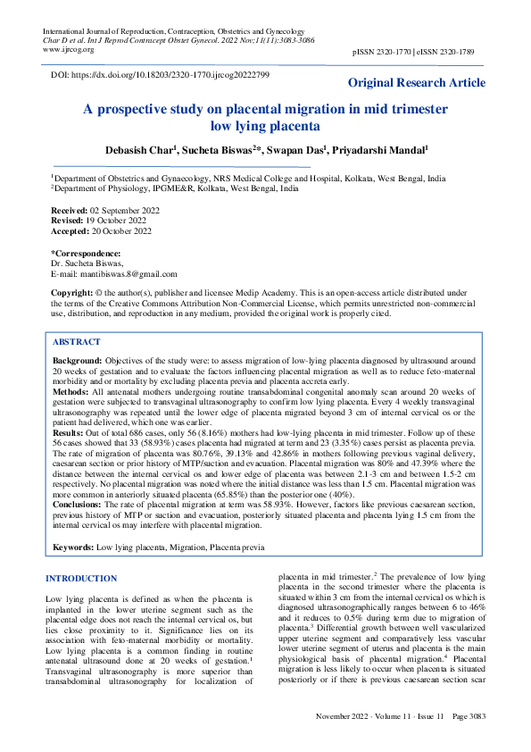 (PDF) A prospective study on placental migration in mid trimester low ...
