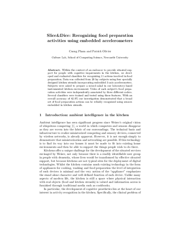 (PDF) Slice&Dice: Recognizing Food Preparation Activities Using ...