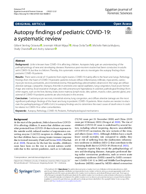 (PDF) Autopsy findings of pediatric COVID-19: a systematic review ...