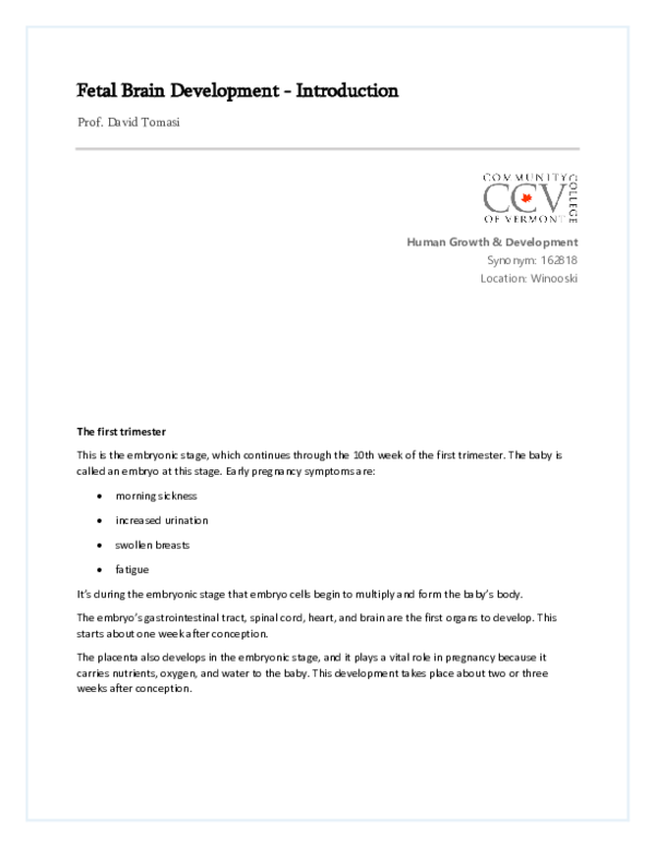 (PDF) Fetal Brain Development -Introduction