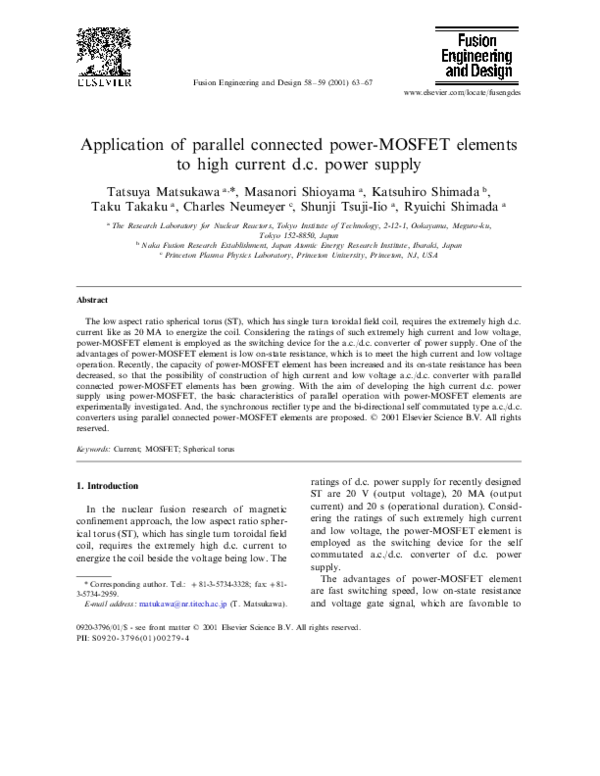 (PDF) Application of parallel connected power-MOSFET elements to high ...