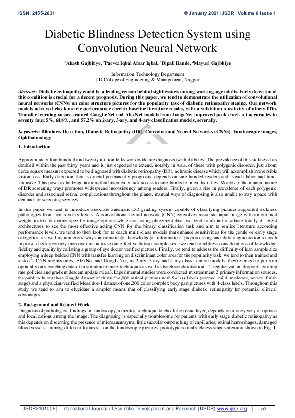 (PDF) Diabetic Blindness Detection System using Convolution Neural Network