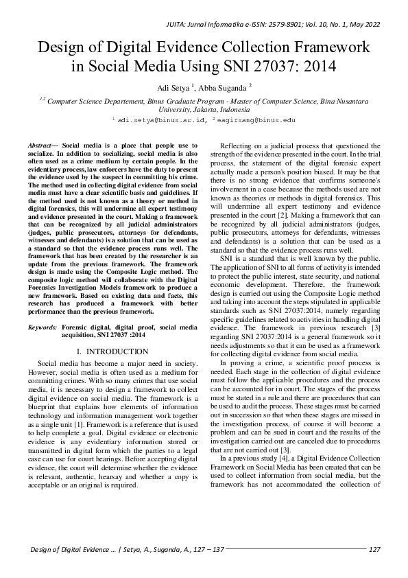 (PDF) Design of Digital Evidence Collection Framework in Social Media ...