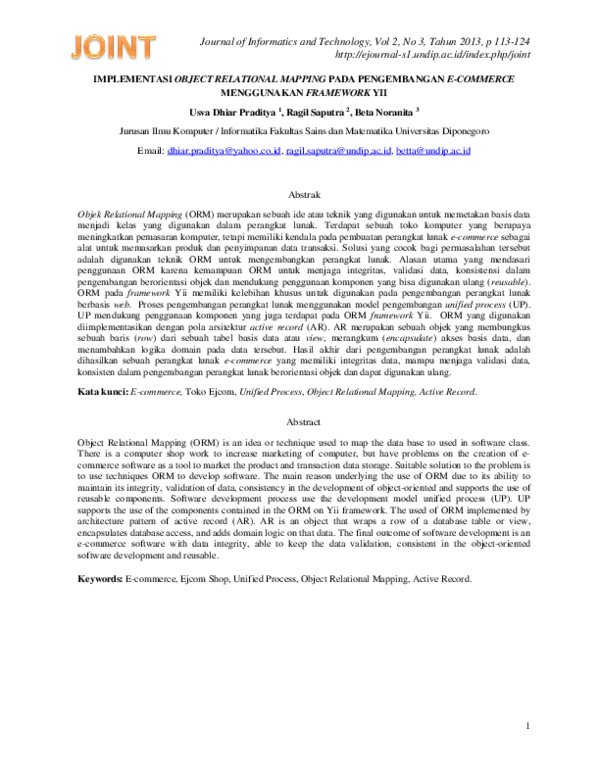 Pdf Implementasi Object Relational Mapping Pada Pengembangan E