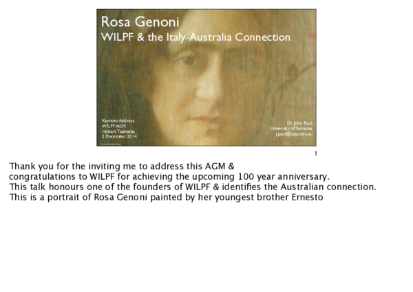 (PDF) Rosa Genoni: WILPF & the Italy-Australia Connection