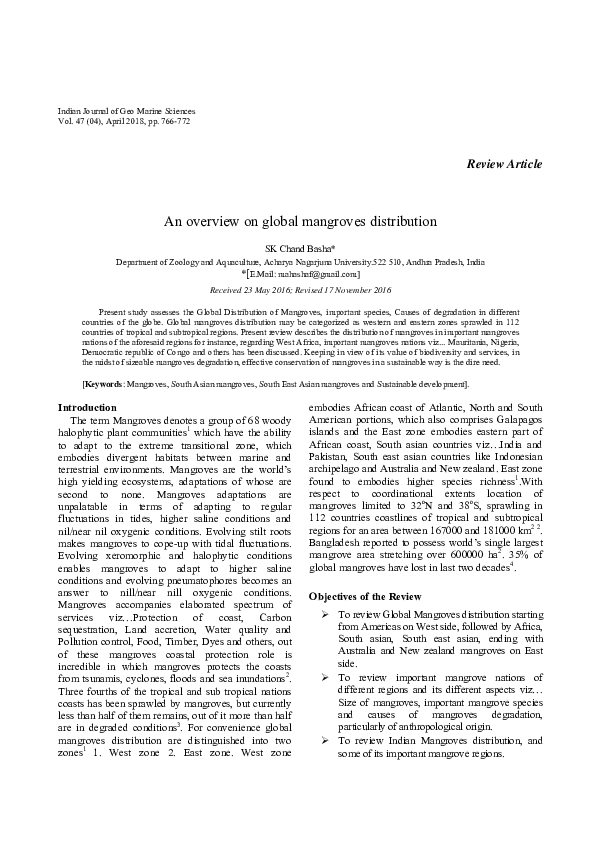 (PDF) An overview on global mangroves distribution