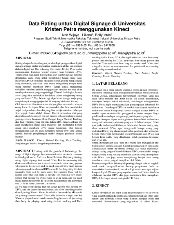 (PDF) Data Rating untuk Digital Signage di Universitas Kristen Petra ...