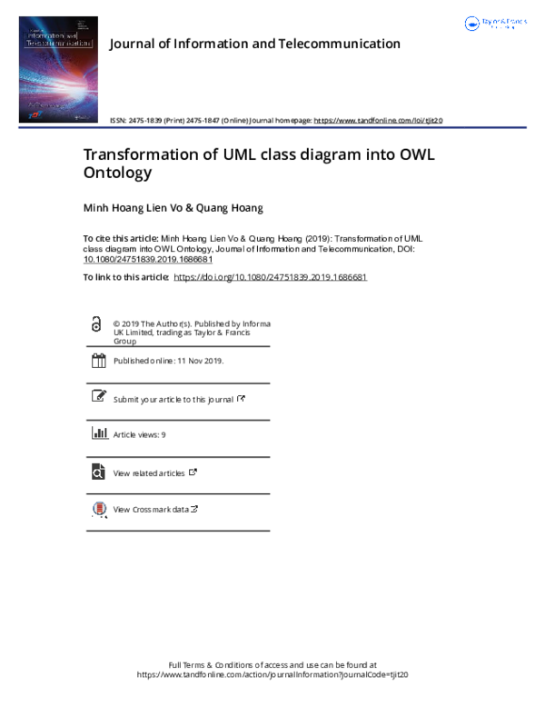 Pdf Transformation Of Uml Class Diagram Into Owl Ontology