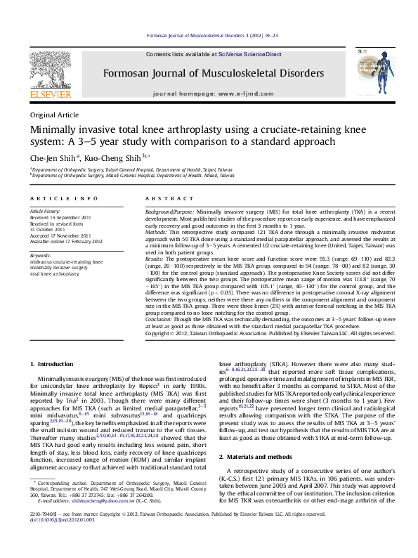 (PDF) Minimally invasive total knee arthroplasty using a cruciate ...