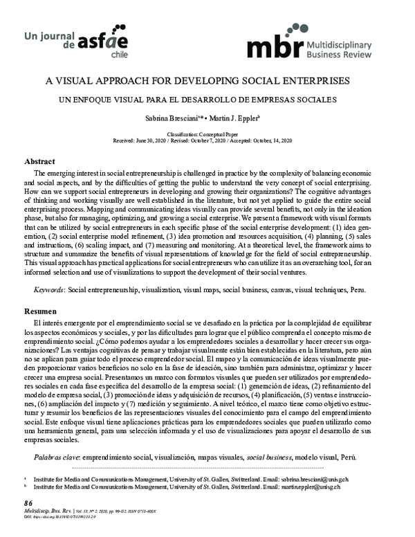 (PDF) A Visual Approach for Developing Social Enterprises